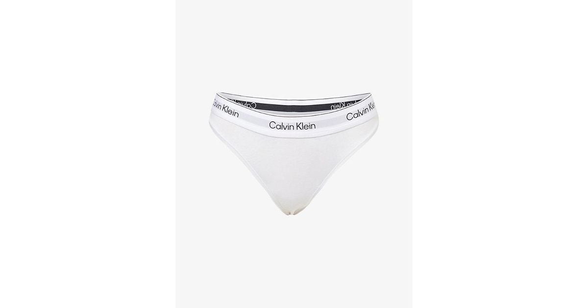 Calvin Klein Icon Branded Cotton And Modal-Blend Thong in White | Lyst UK