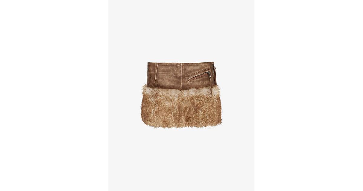 Jaded London Raven Faux-Fur Embellishment Faux-Leather Mini Skirt in ...