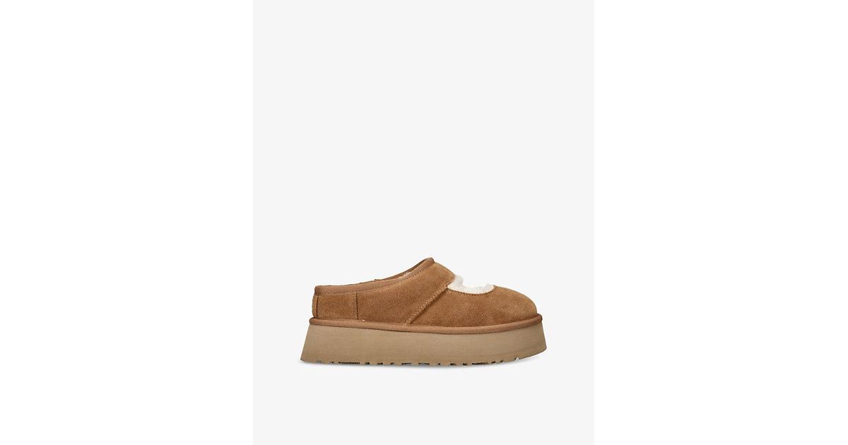 UGG Bea Suede Mary-Jane Slippers in Brown | Lyst