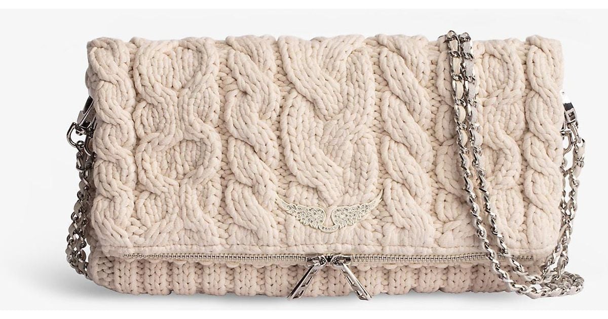 Zadig & Voltaire Rock Knitted Clutch Bag in Natural | Lyst