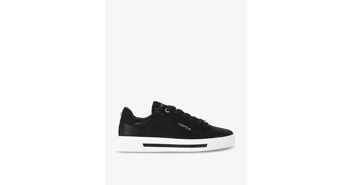 Carvela Kurt Geiger Diamond Logo-Badge Faux-Leather Low-Top Trainers in ...