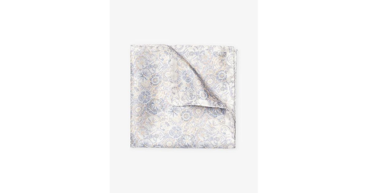 Eton Graphic-Pattern Silk Pocket Square in White for Men | Lyst UK