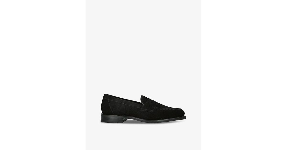 Loake Imperial Strap Suede Loafers in Black for Men | Lyst