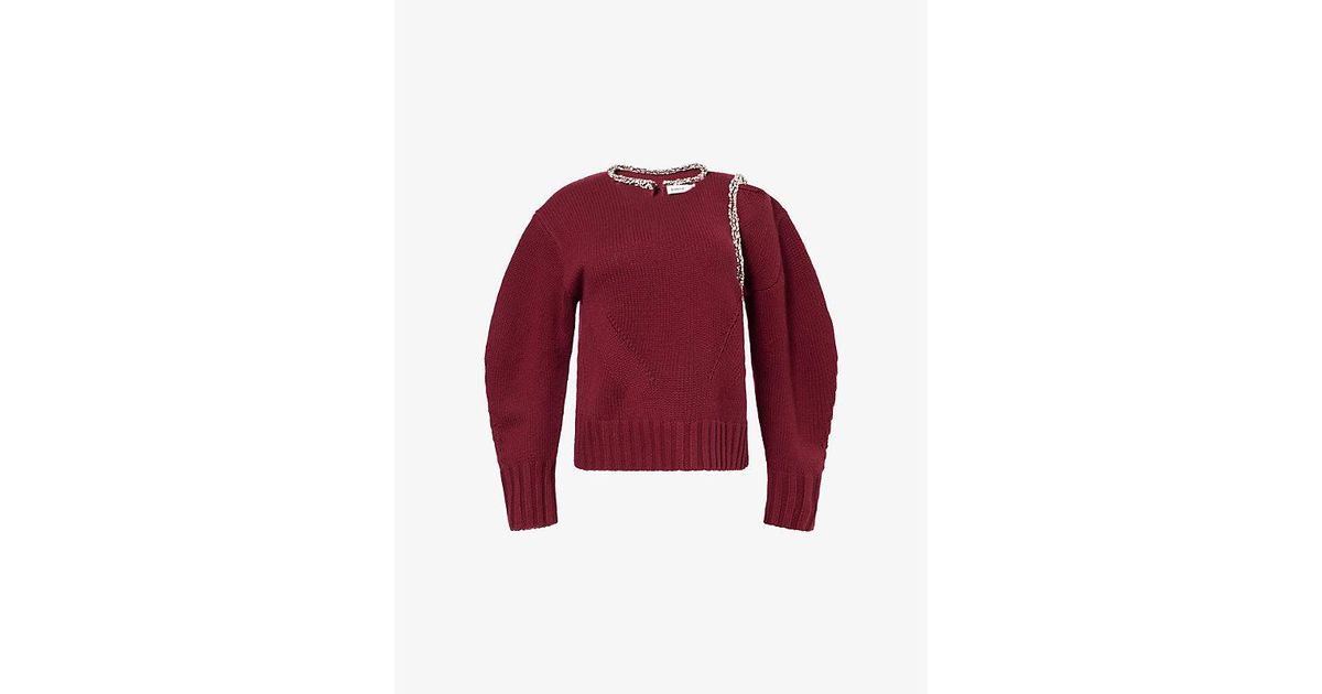 Jonathan Simkhai Monroe Embellished Wool-Blend Jumper in Red | Lyst UK