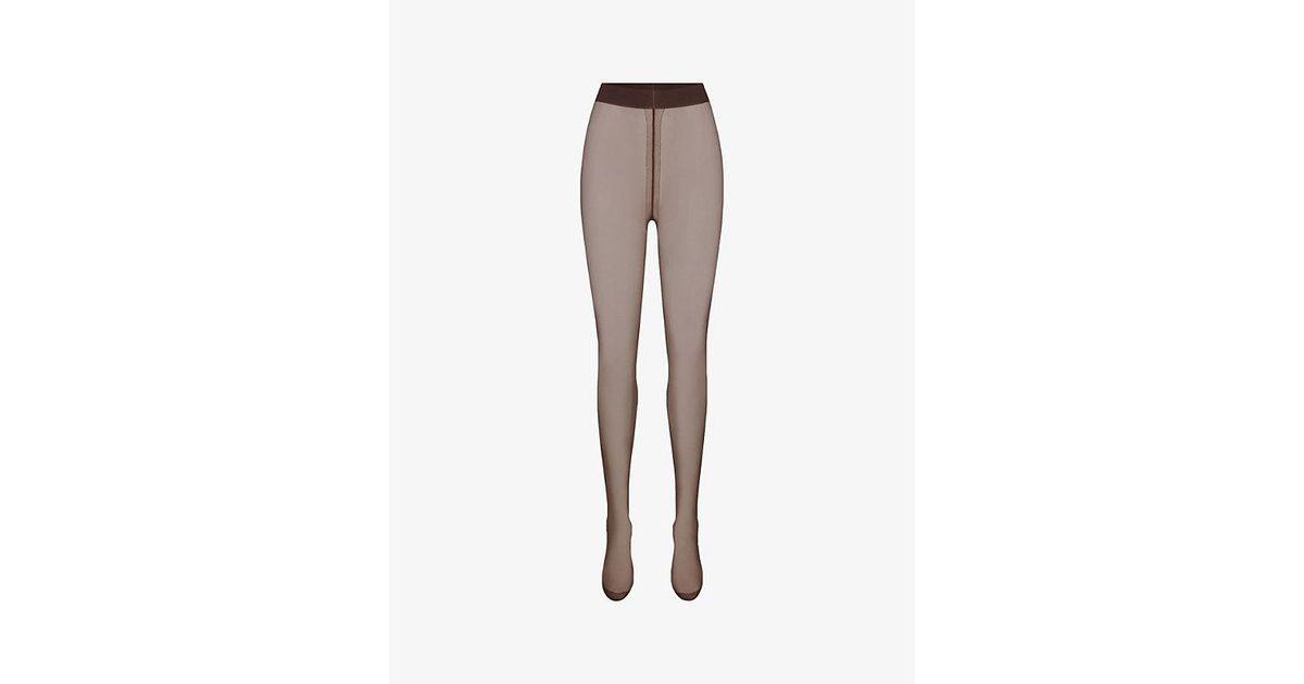 Skims Sheer Stretch Knit Tights In Brown Lyst Uk