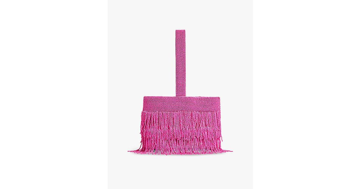 LK Bennett Estelle Bead-Embellished Woven Bag in Pink | Lyst