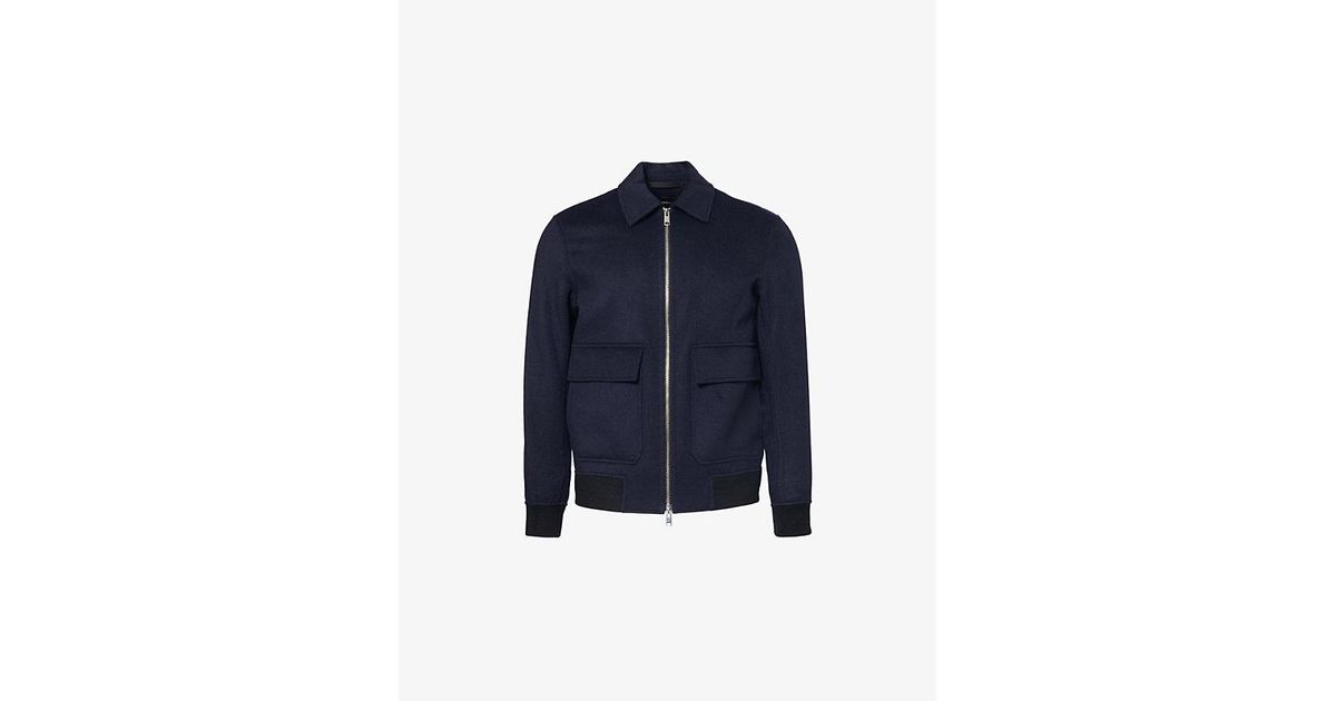Theory Sean Zip-Front Wool And Cashmere-Blend Felt Jacket in Blue for ...