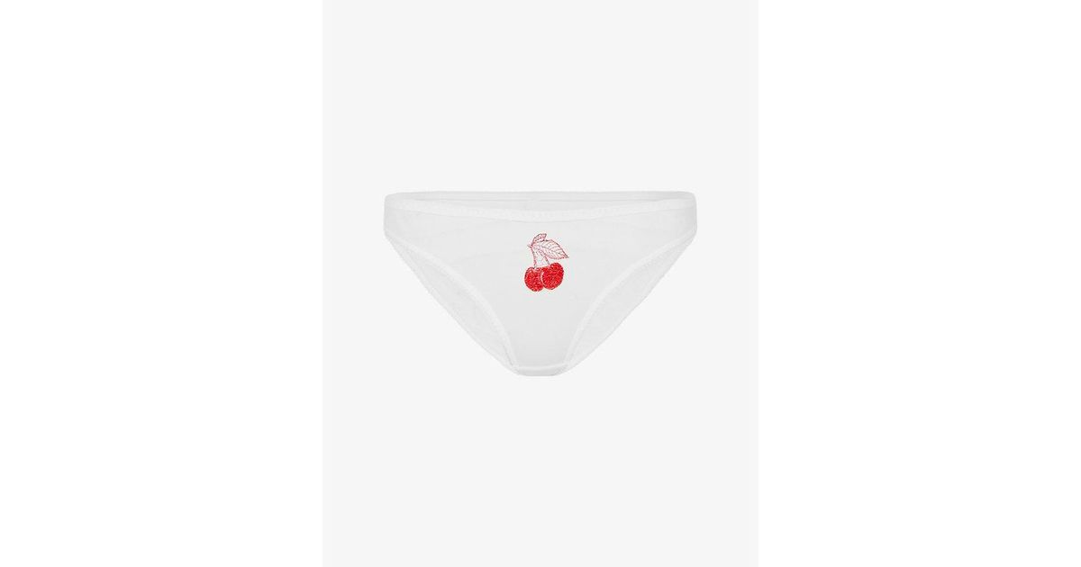 Agent Provocateur Perri Cherry-Embroidered Sheer-Tulle Tanga Briefs in ...