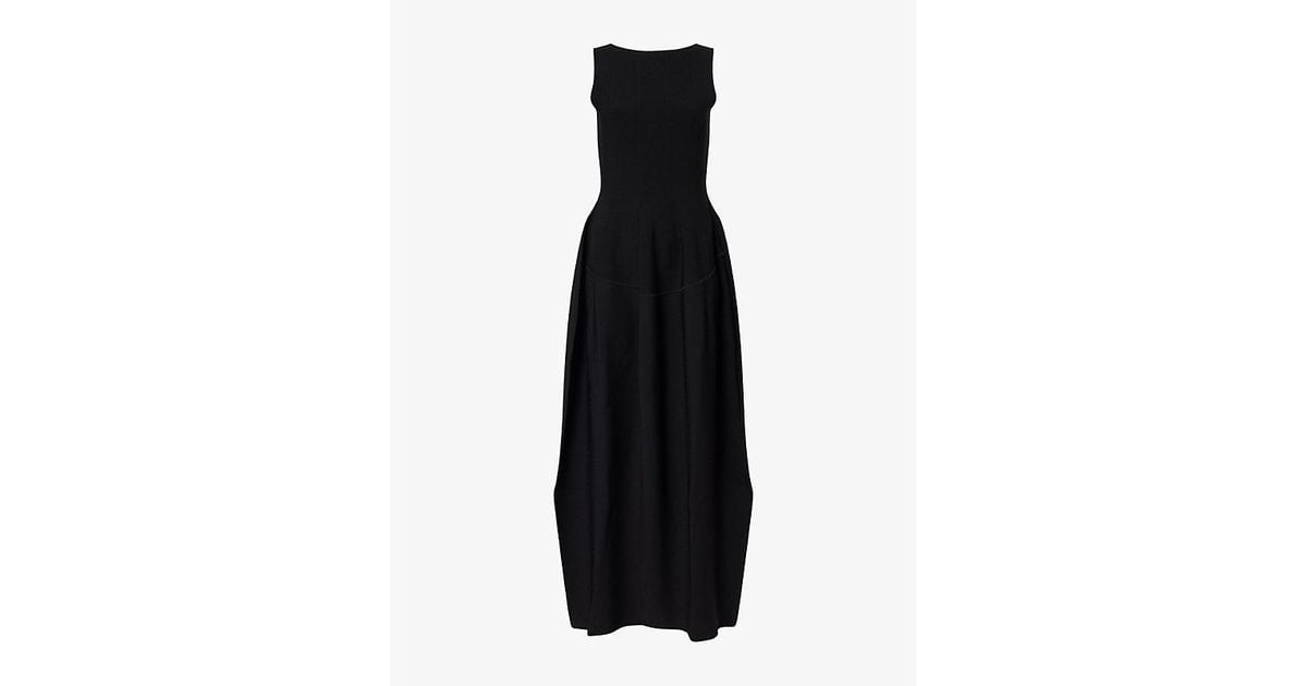 Ashlyn Tama Low-Back Knitted Maxi Dress in Black | Lyst UK