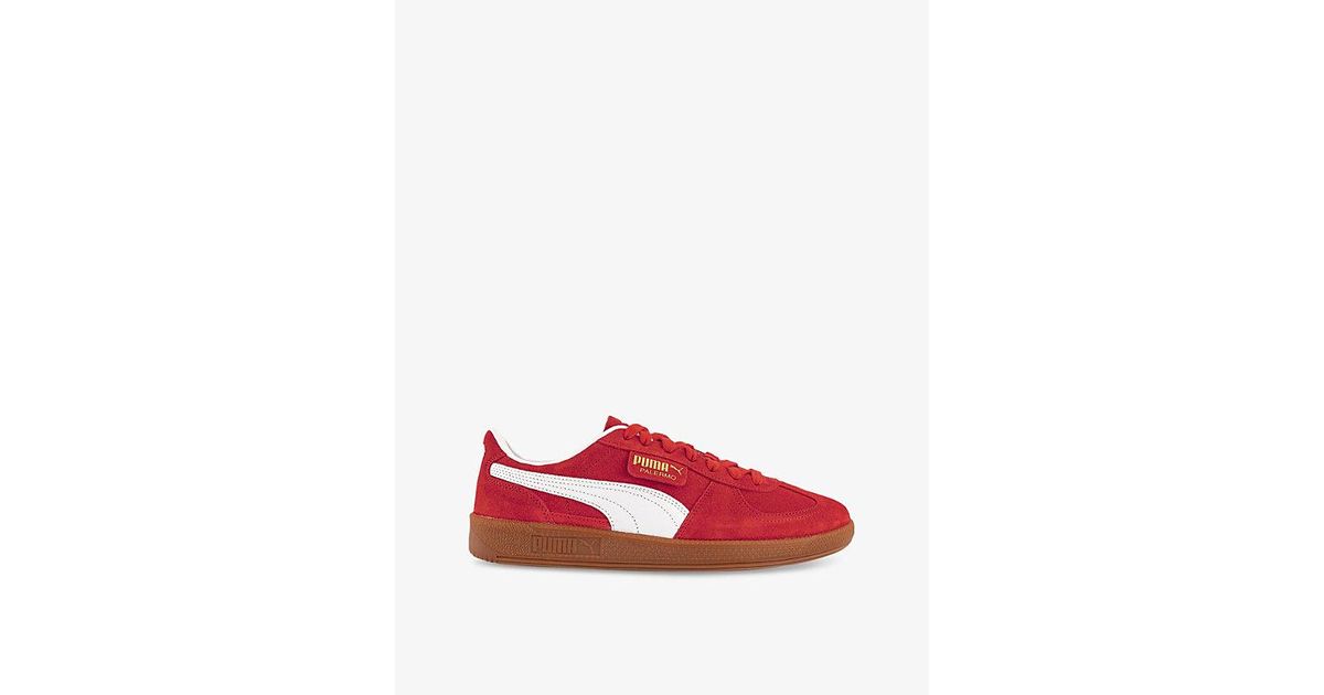 PUMA Palermo Suede Low-Top Trainers in Red for Men | Lyst UK