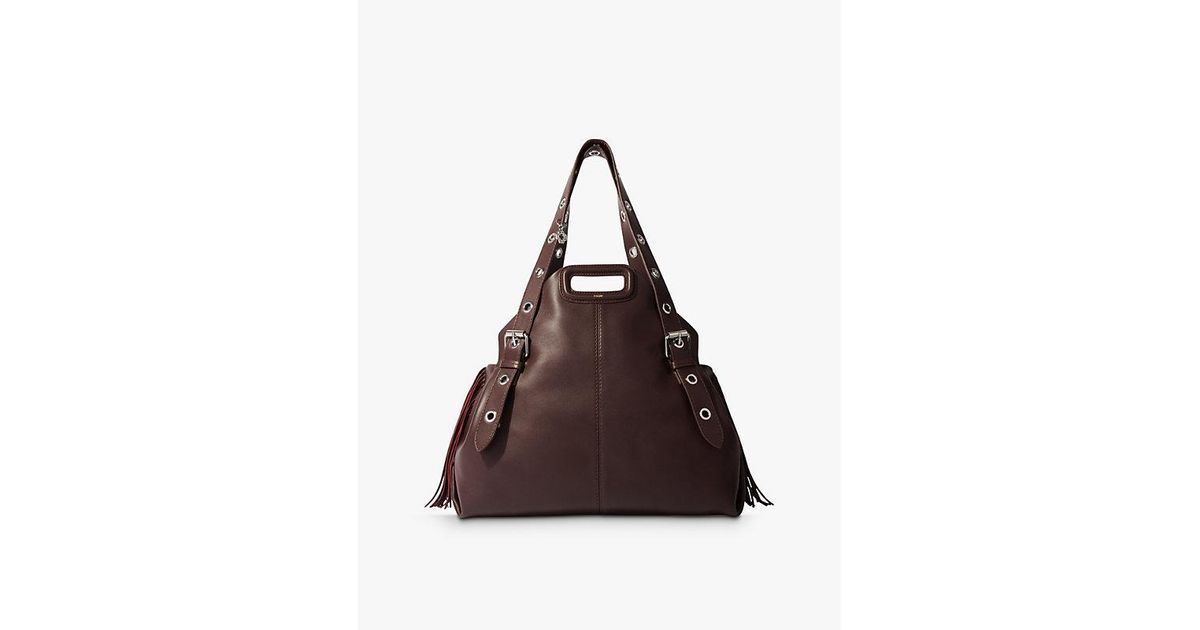 Maje Miss M Xl Leather Shoulder Bag in Brown | Lyst