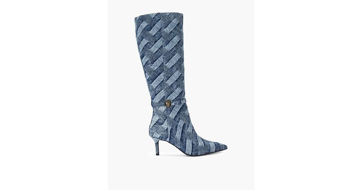 Kurt Geiger Kensington Flexi Heeled Knee-High Boots in Blue | Lyst