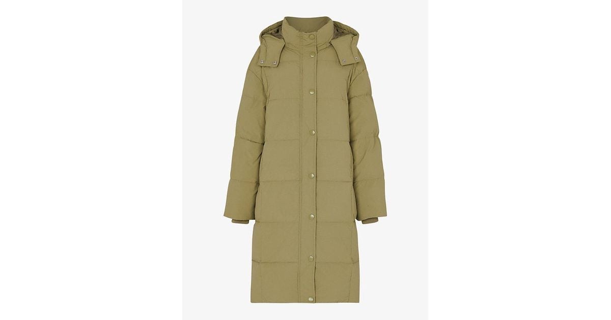 Whistles Una Relaxed-Fit Hooded Shell Quilted Coat in Green | Lyst