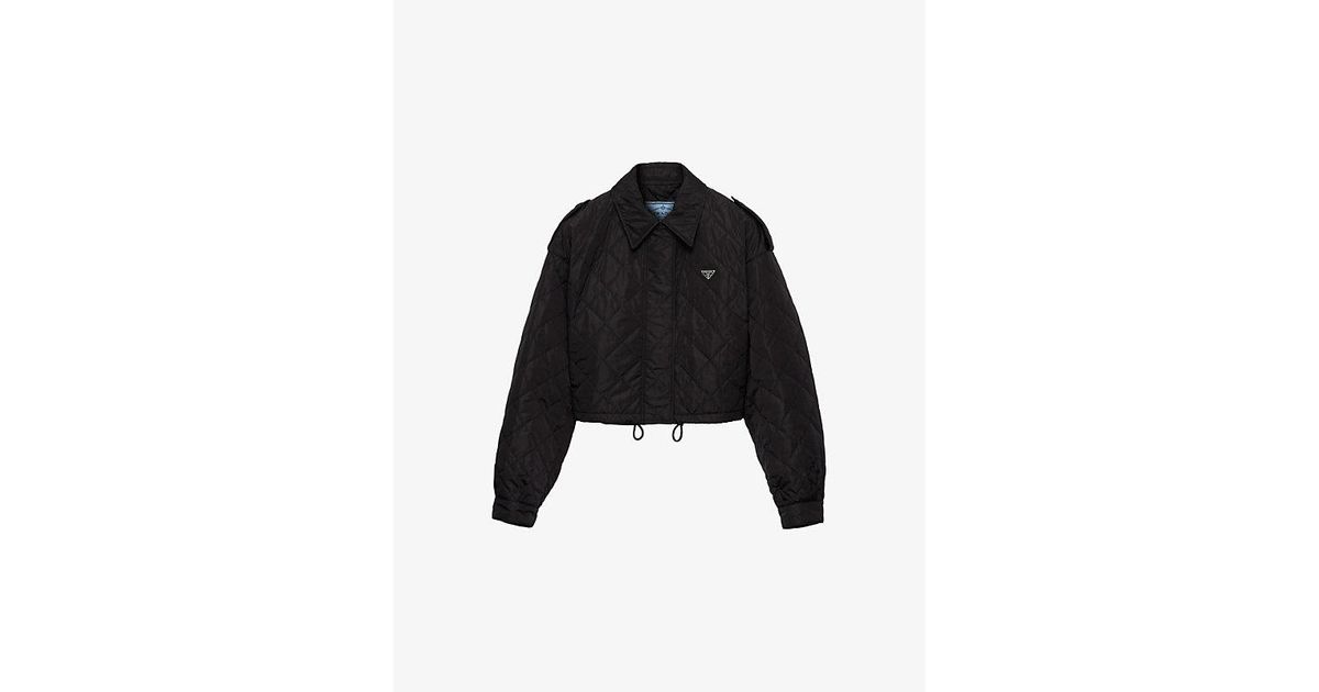 Prada Re Nylon Logo-Embellished Quilted Woven Blouson Jacket in Black ...