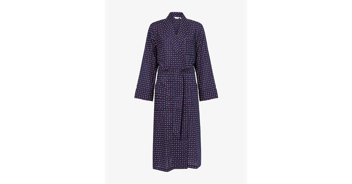 Derek Rose Nelson Cotton Robe in Blue for Men | Lyst UK