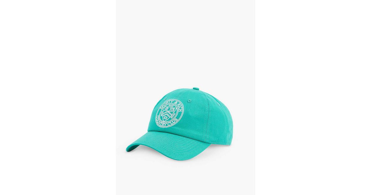 Sporty & Rich Crest Embroidered Curved-peak Cotton-twill Cap in Blue ...