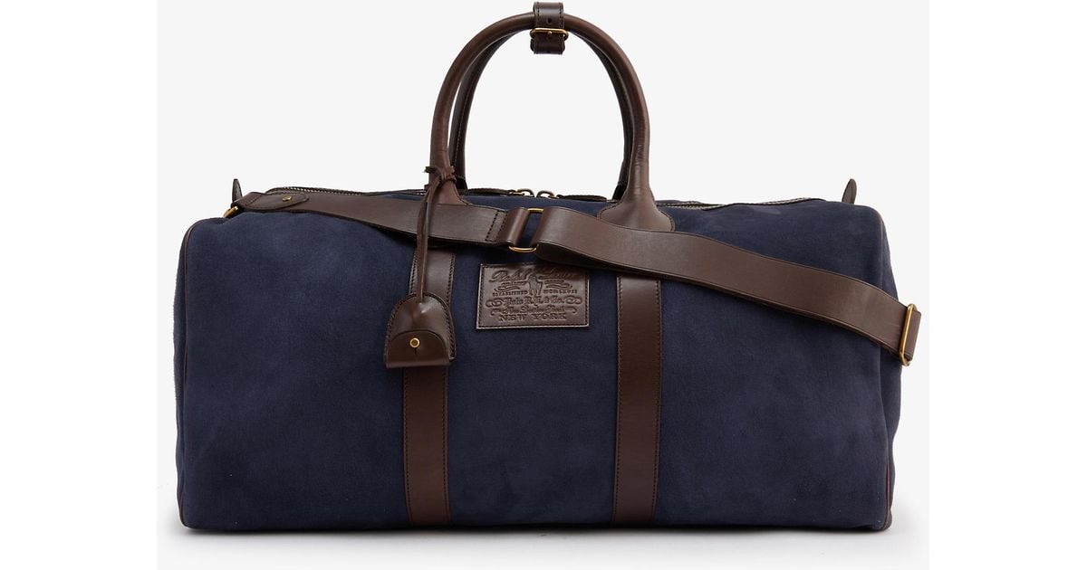 Polo Ralph Lauren Contrast Trim Suede And Leather Duffel Bag in Blue for Men | Lyst UK