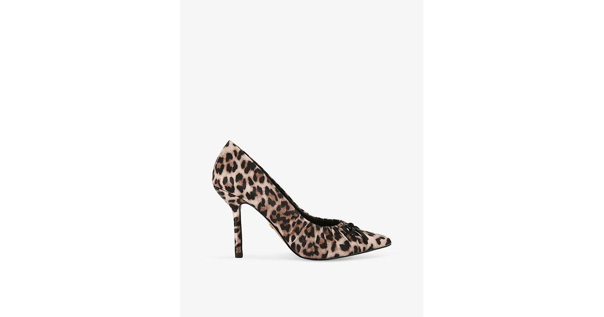 KG by Kurt Geiger Annie Leopard-Print Ruched Satin Heeled Courts in ...