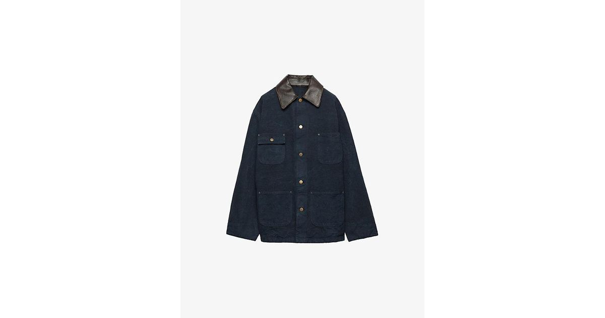 Prada Triangle-Logo Canvas Blouson Jacket in Blue | Lyst