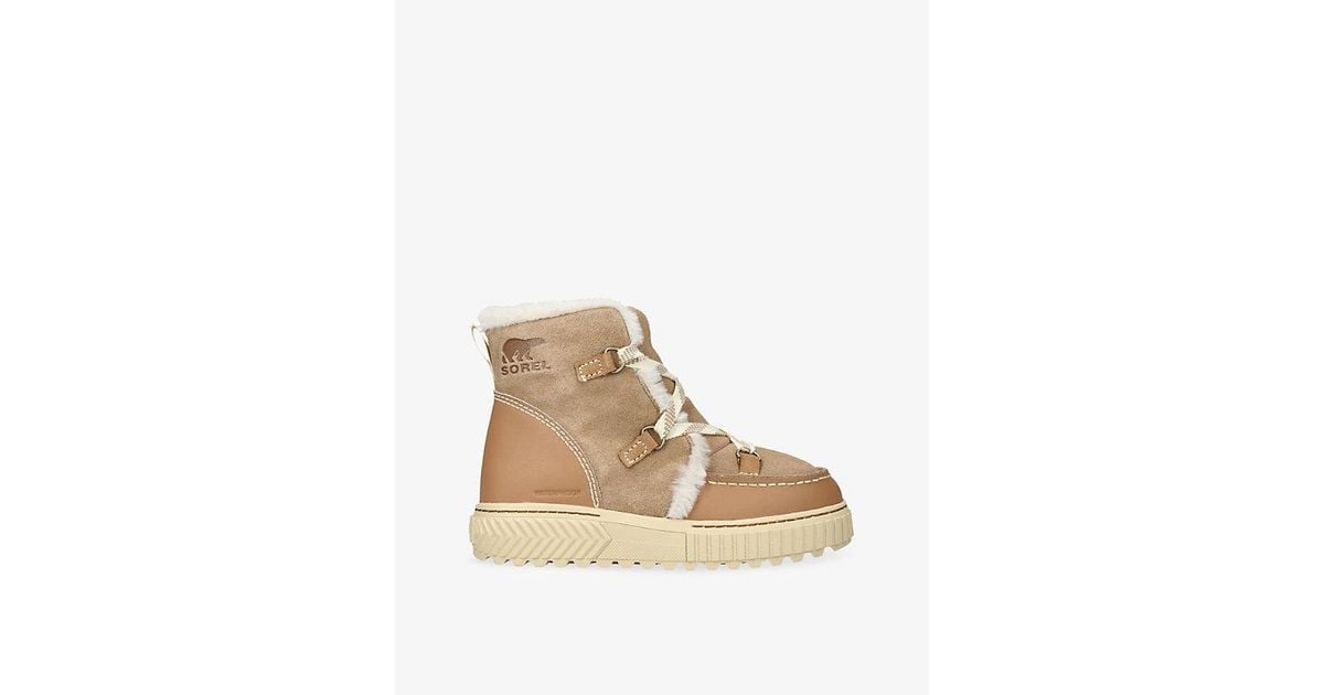 Sorel Ona Ave Suede Alpine Boots in Natural | Lyst UK