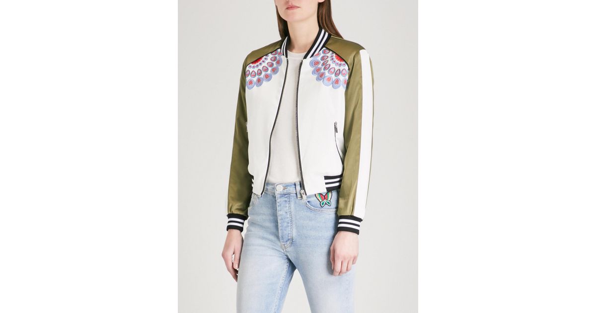 Maje Bamby Embroidered Satin Bomber Jacket | Lyst