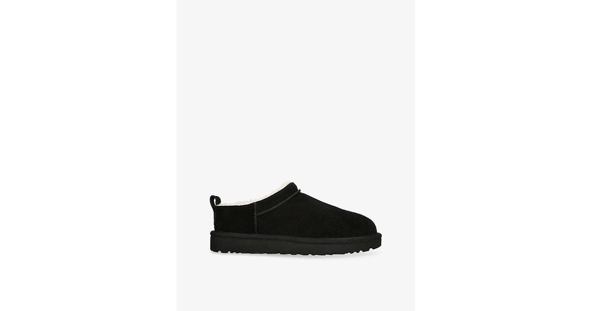 UGG Classic Micro Sheepskin-Lined Suede Ankle Boots in Black | Lyst