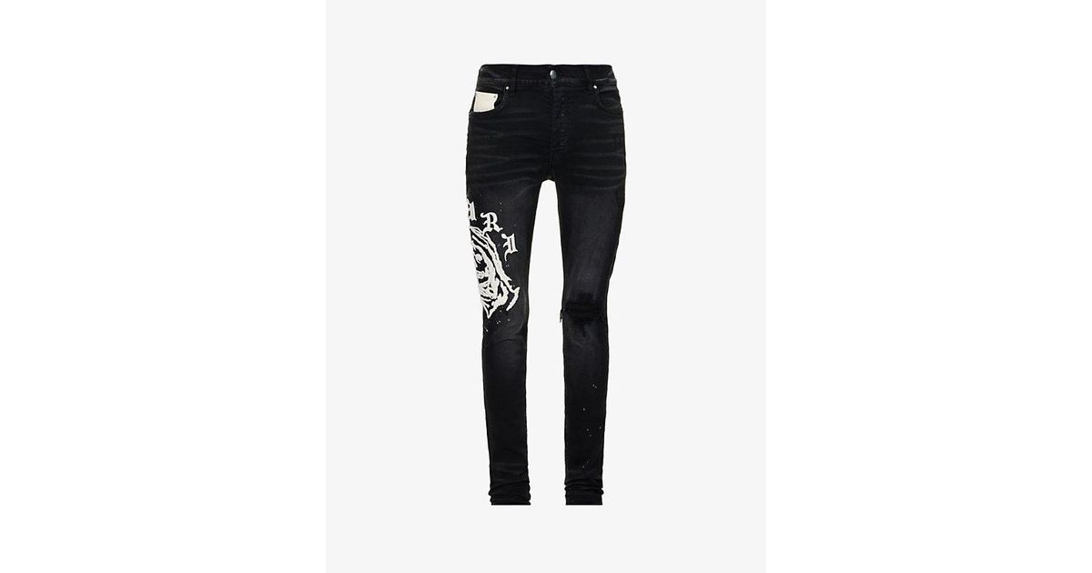 Amiri X Wes Lang Reaper Graphic-embroidered Slim-fit Tapered Amiri X Wes Lang Reaper Graphic-embroidered Slim-fit Tapered