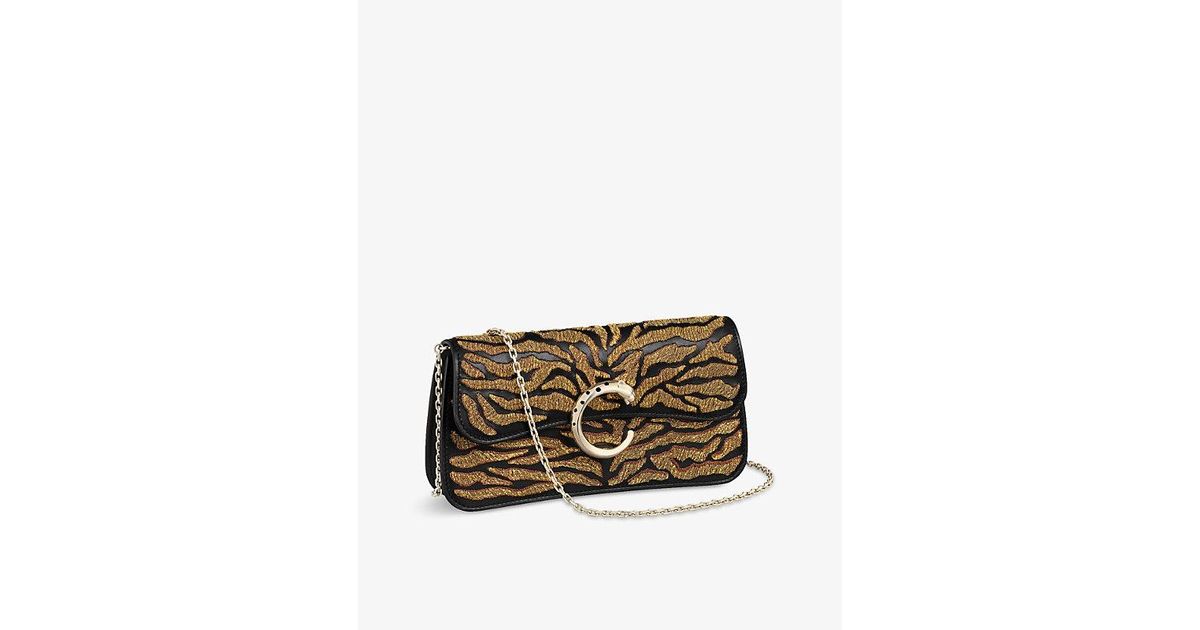 Cartier Panthère De Chain Mini Leather Cross-Body Bag in Black | Lyst