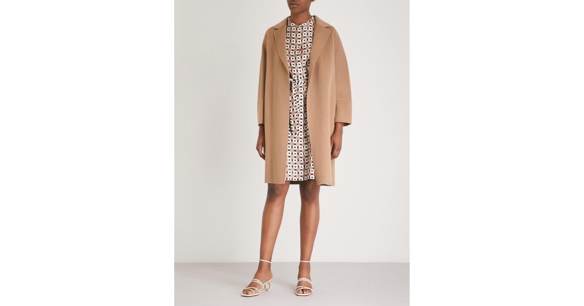 Max Mara Arona Single-breasted Wool Coat in Natural | Lyst