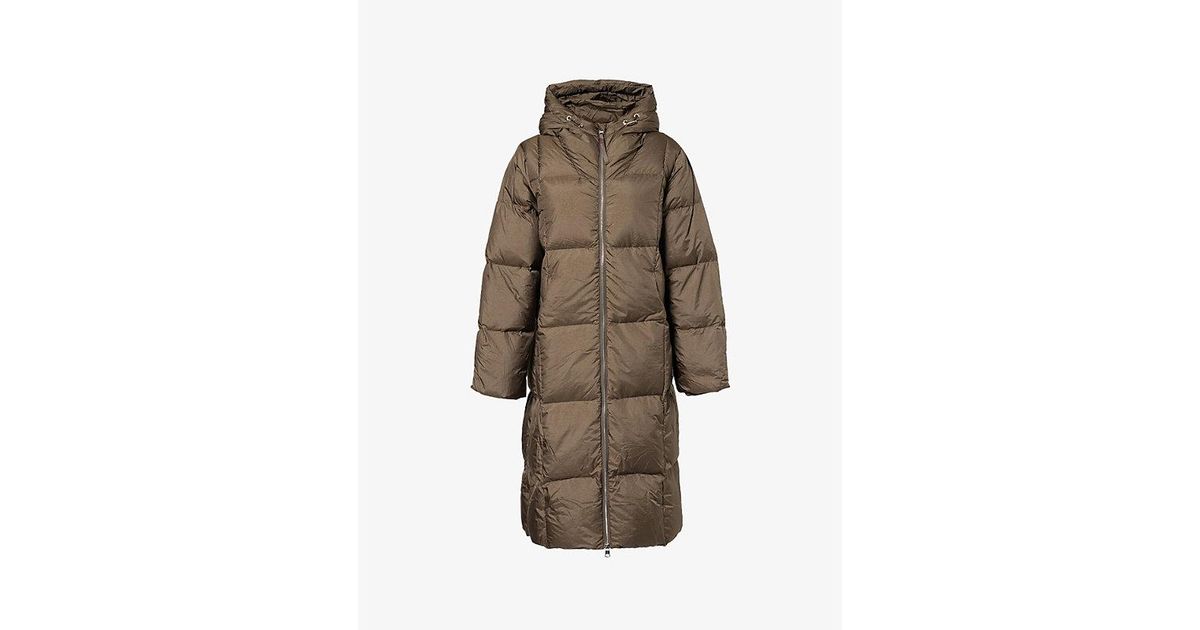 Varley Katya Long Down Puffer Jacket in Brown | Lyst UK