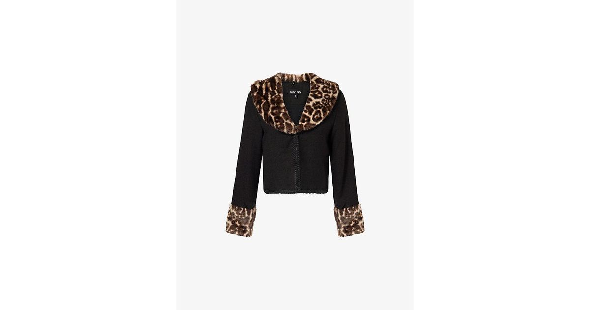 Sister Jane Velma Leopard Boucle Jacket in Black | Lyst UK