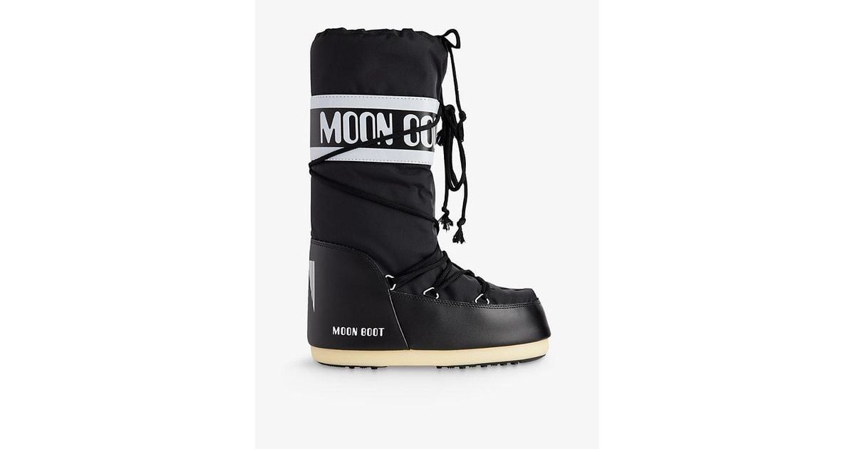 Moon Boot Icon Logo-Print Shell Snow Boots in Black | Lyst