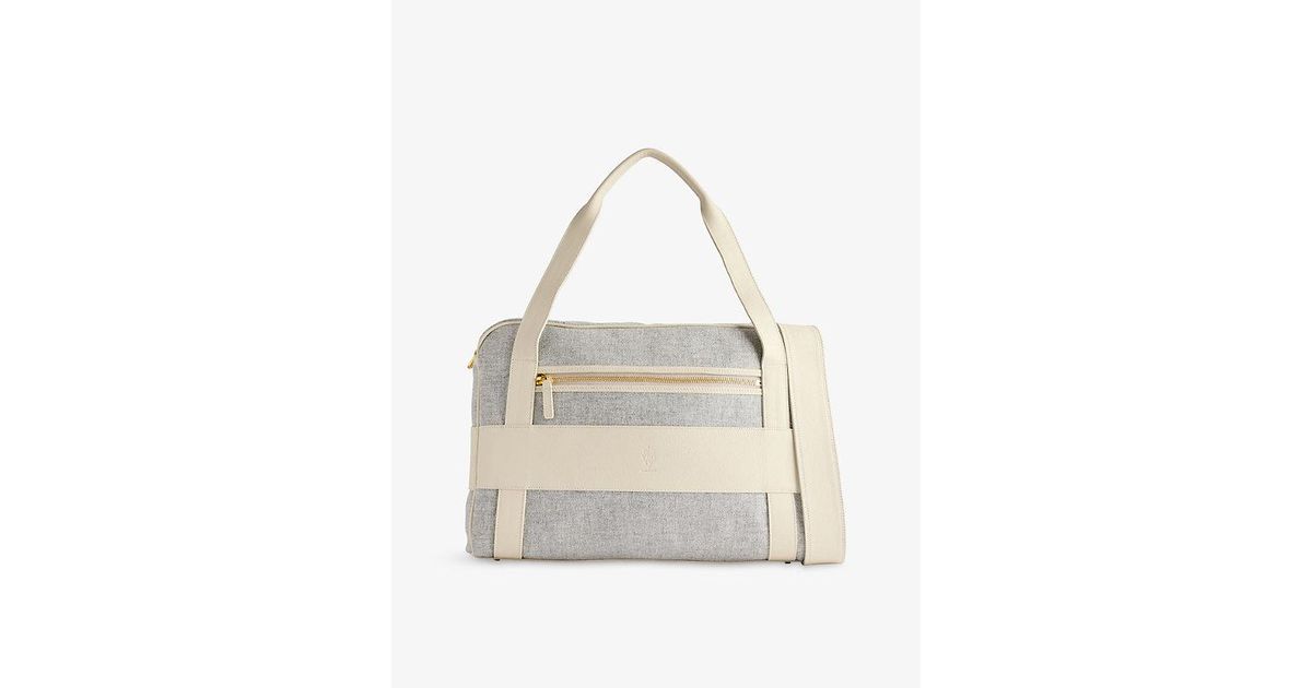 Eleventy Brushed Wool And Leather Duffle Bag in White for Men | Lyst