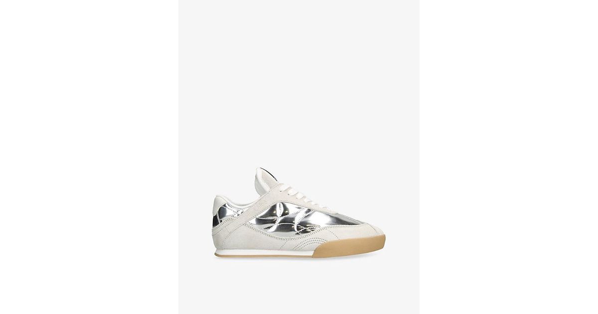 Chloé Chloé Kick Metallic-Leather And Suede Low-Top Trainers in Natural ...