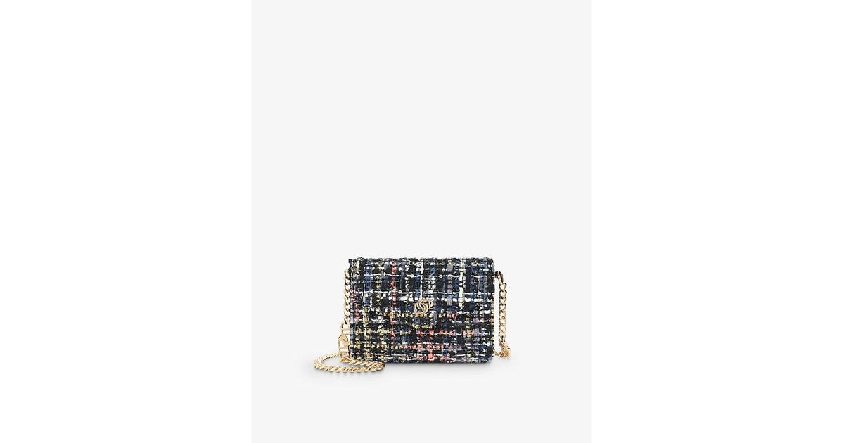 Dune Kisses Chain-Strap Bouclé Purse in Gray | Lyst
