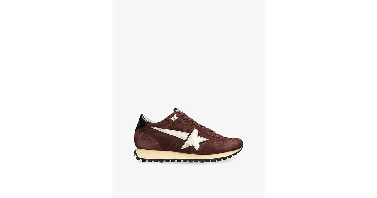 Golden Goose Running Marathon 55661 Suede And Fabric Trainers in Brown ...
