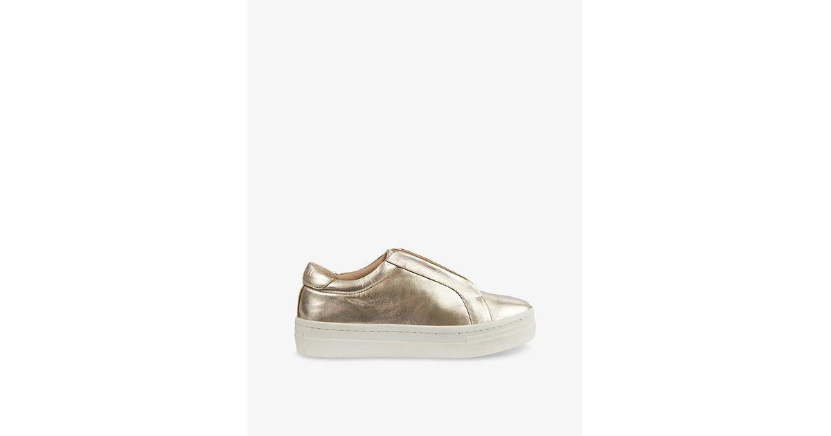 LK Bennett Joy Slip-On Metallic-Leather Low-Top Trainers in White | Lyst
