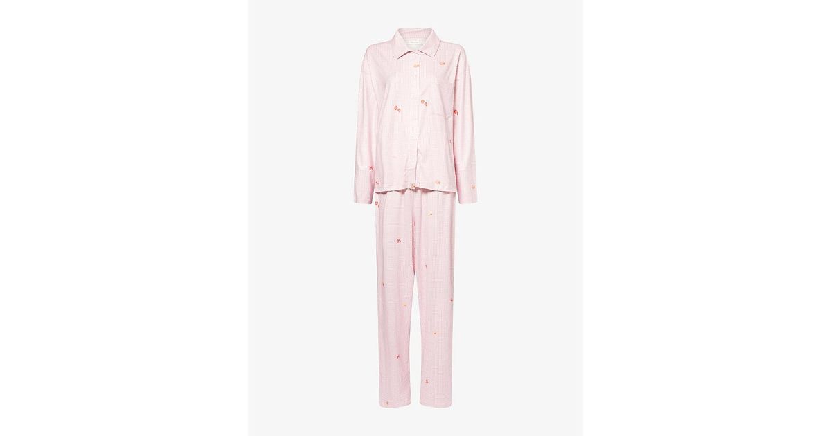 Treats Studio Soft Launch Gingham-Print Stretch-Cotton Pyjamas in Pink ...