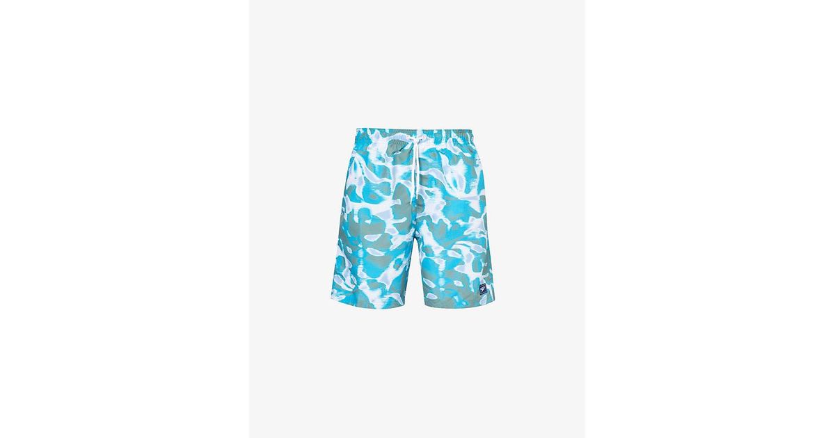 Speedo Graphic-print Relaxed-fit Recycled-polyester Swim Shorts in Blue ...
