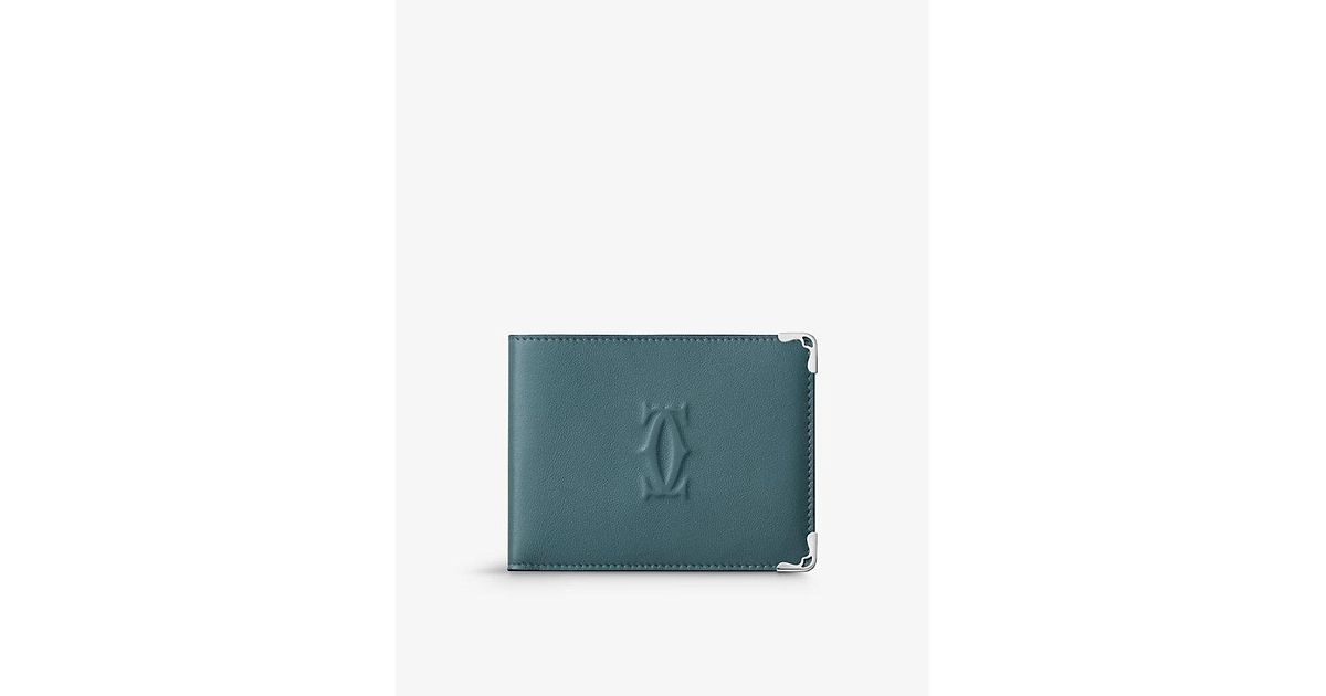 Cartier Must De Six-Card Leather Wallet in Blue | Lyst
