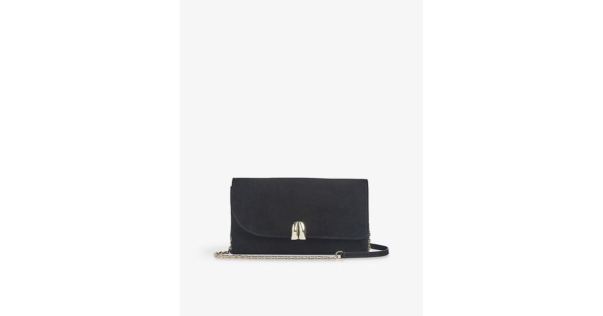 LK Bennett Aria Suede Clutch Bag in Black | Lyst