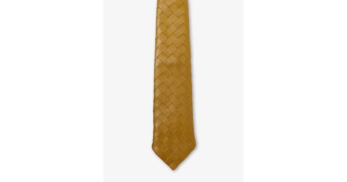 Bottega Veneta Intrecciato Leather Tie in Metallic for Men | Lyst