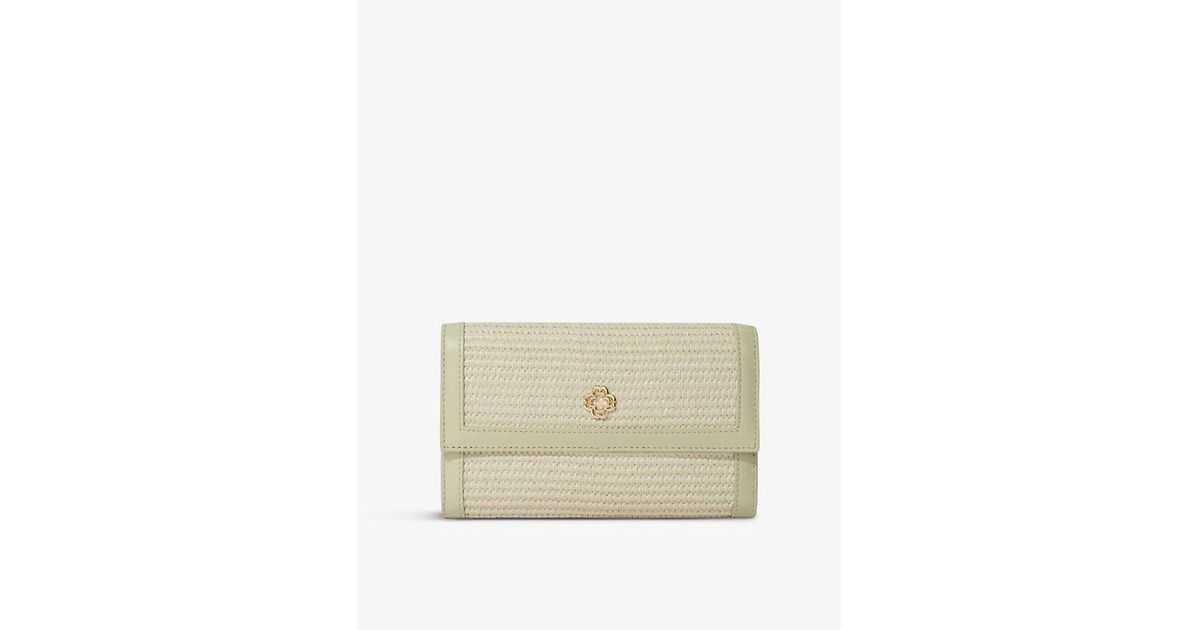 Maje Logo-embellished Woven Clutch Bag in Natural | Lyst