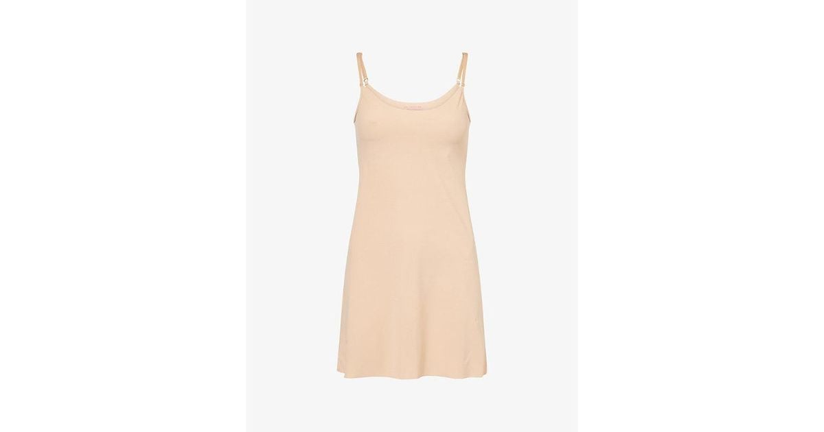Commando Cami Slip Stretch-Woven Mini Dress in Natural | Lyst UK