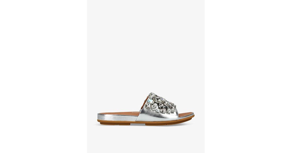 Fitflop Jewel-Deluxe Gracie Slides in White | Lyst