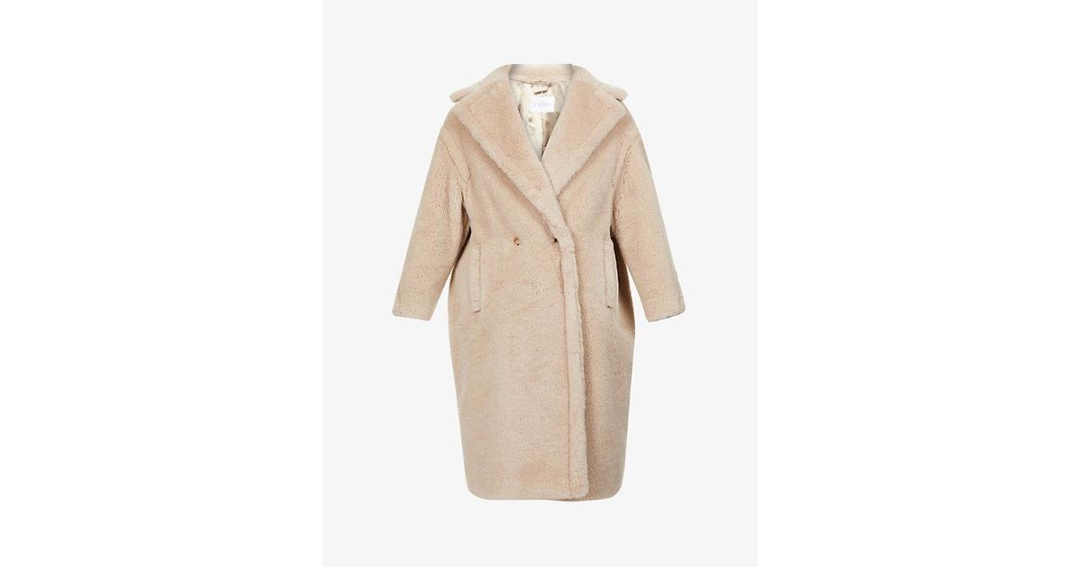 Max Mara Teddy Alpaca Wool-Blend Coat in Natural | Lyst UK
