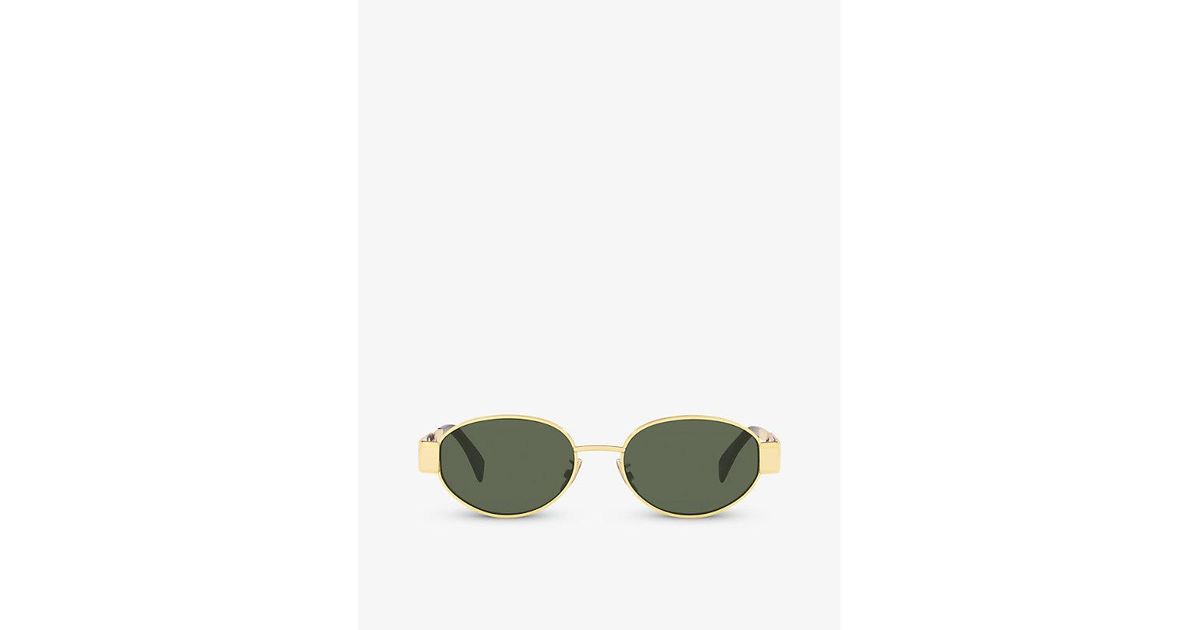 Celine Cl40235u Oval-frame Metal Sunglasses in Green | Lyst