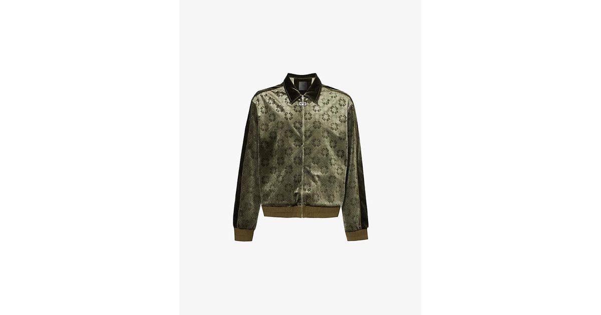 Givenchy Monogram Logo-Pattern Velvet Blouson Jacket in Green for Men ...