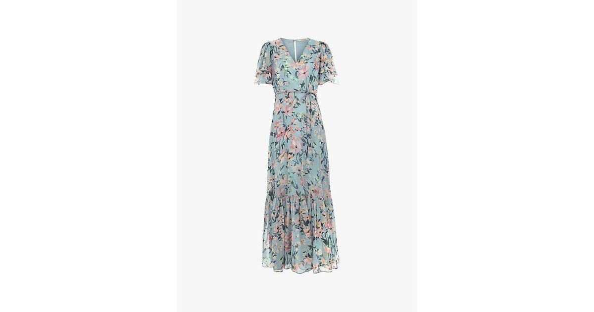 Phase Eight Floral-Print Woven Midi Dress in Blue | Lyst