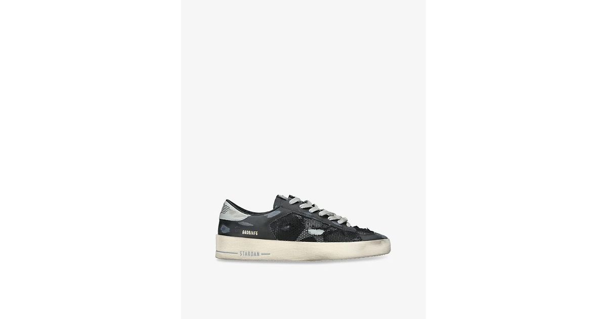 Golden Goose Stardan Distressed Mesh And Leather Low-Top Trainers for ...